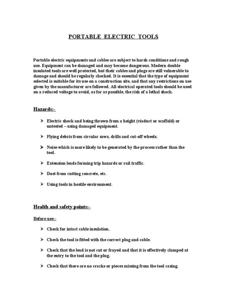 Portable Electric Tools | PDF | Home & Garden