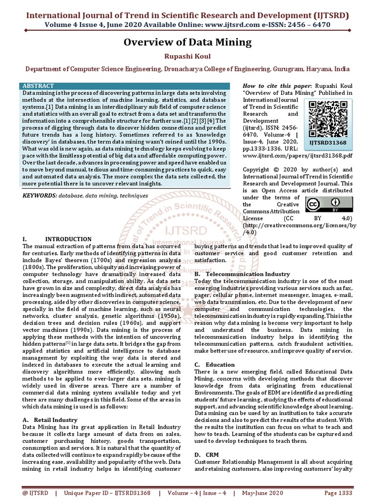 Overview Of Data Mining Pdf Data Mining Relational Model 3912