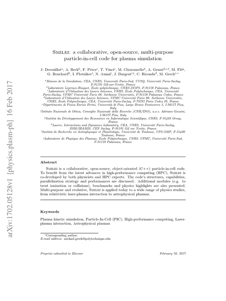 An Introduction to Smilei: An Open-Source, Multi-Purpose Particle-in ...