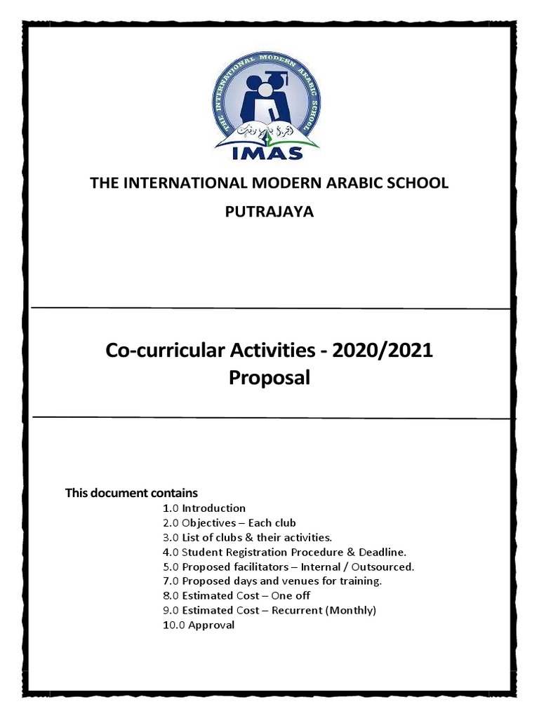 Template of A Proposal For CCA 2020 - 21. | PDF