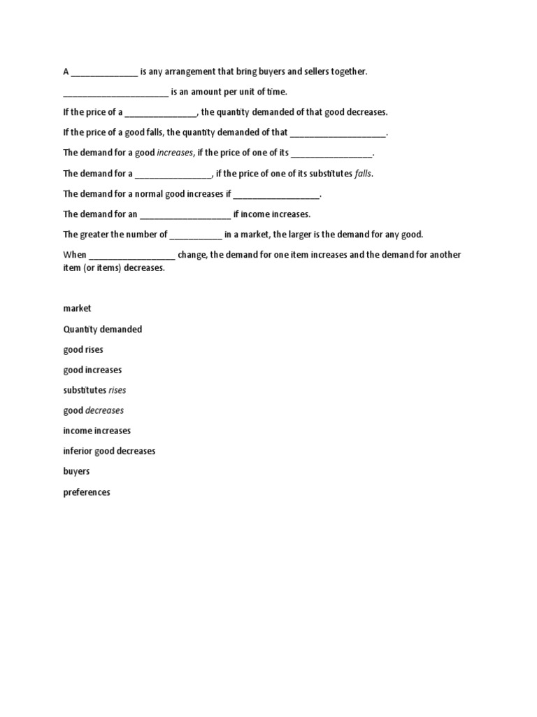 Demand, Supply and Equilibrium - Quiz | PDF | Supply (Economics ...