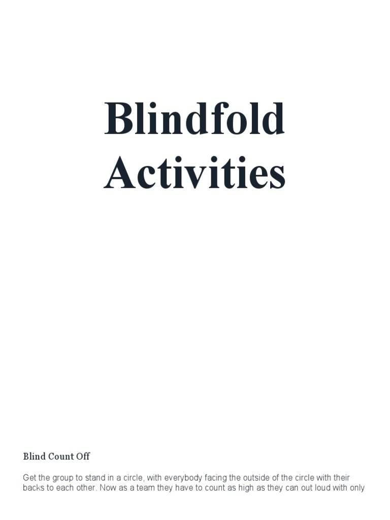 Blindfold Activities: Blind Count Off | PDF | Leadership | Nonverbal ...