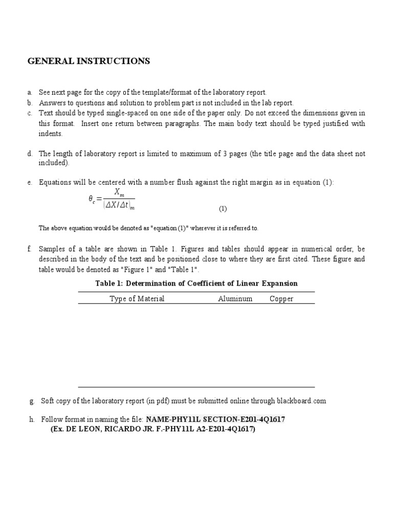 Lab Report Guidelines | PDF | Equations | Experiment