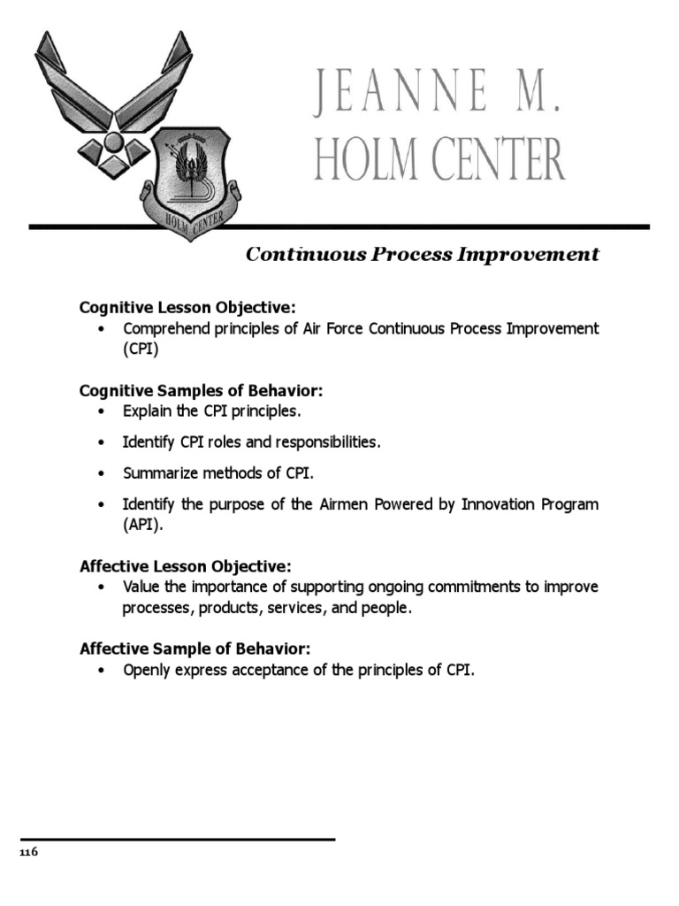Continuous Process Improvement: Cognitive Lesson Objective | PDF | Six ...
