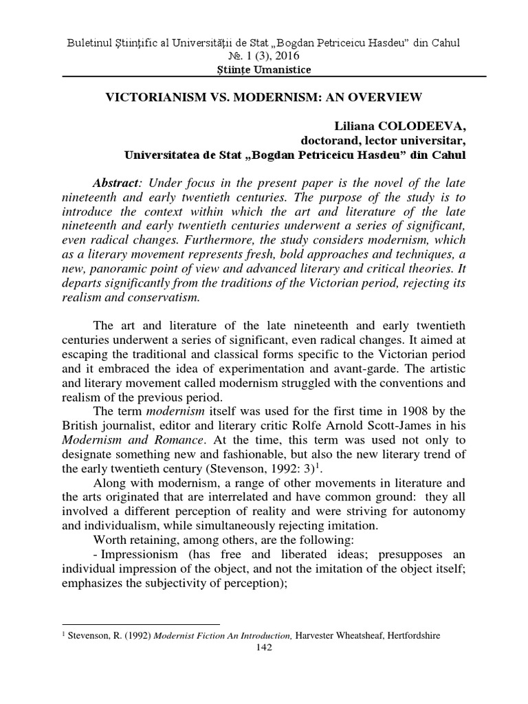 Victorianism vs. Modernism Overview | PDF | William James | Modernism
