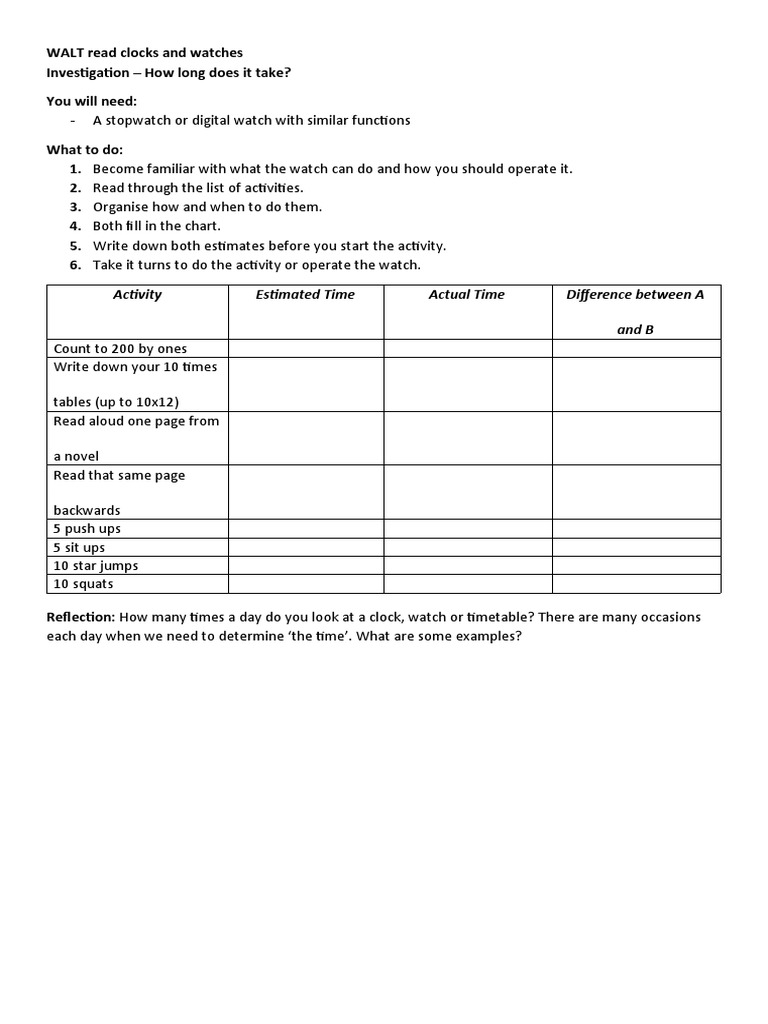 Time Measurement Activities Guide | PDF