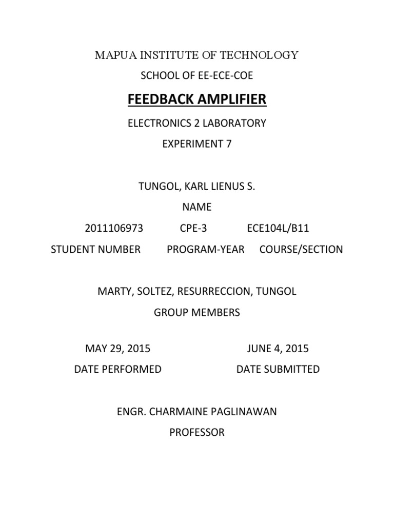 Feedback Amplifier | PDF | Amplifier | Feedback