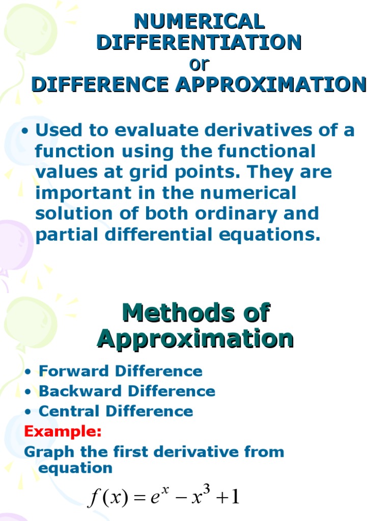 Numerical Differentiation Adv | PDF | Finite Difference | Computational ...