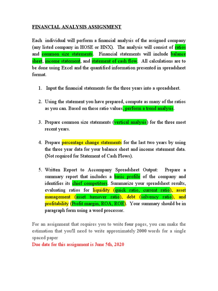 Ratio Analysis Assignment Guide | PDF | Finance & Money Management