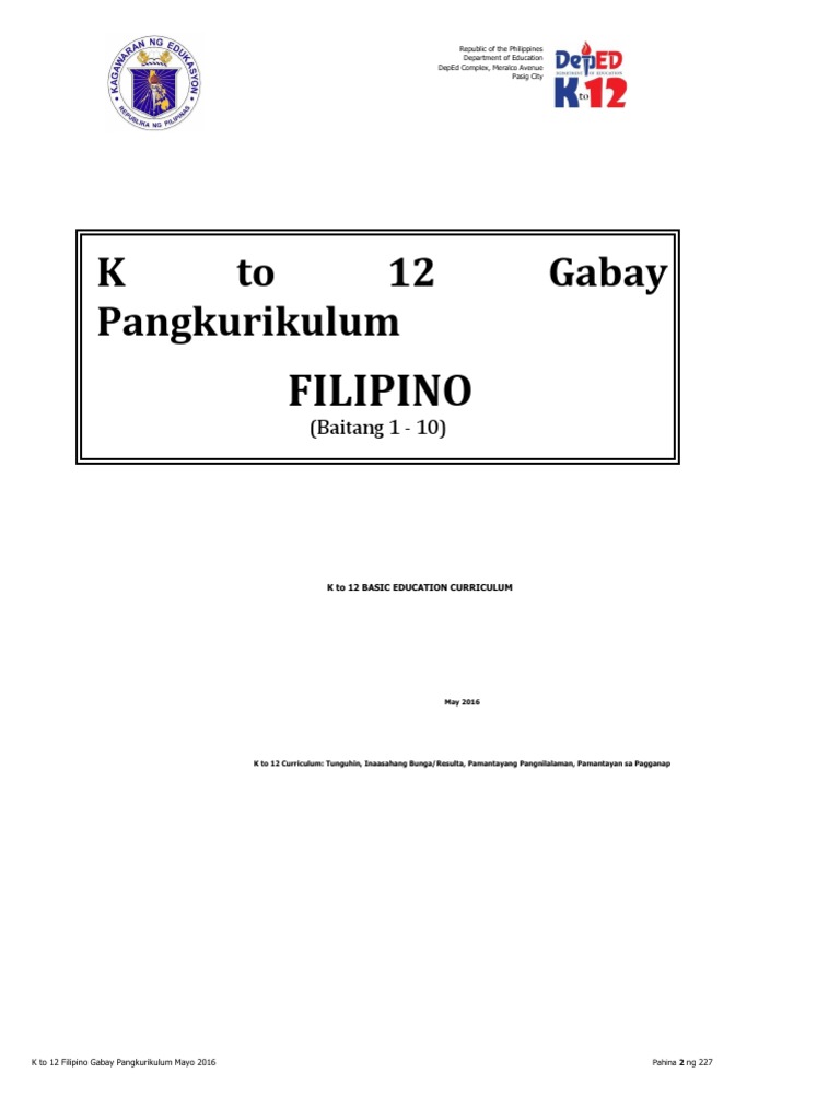 Filipino Curriculum Guide | PDF