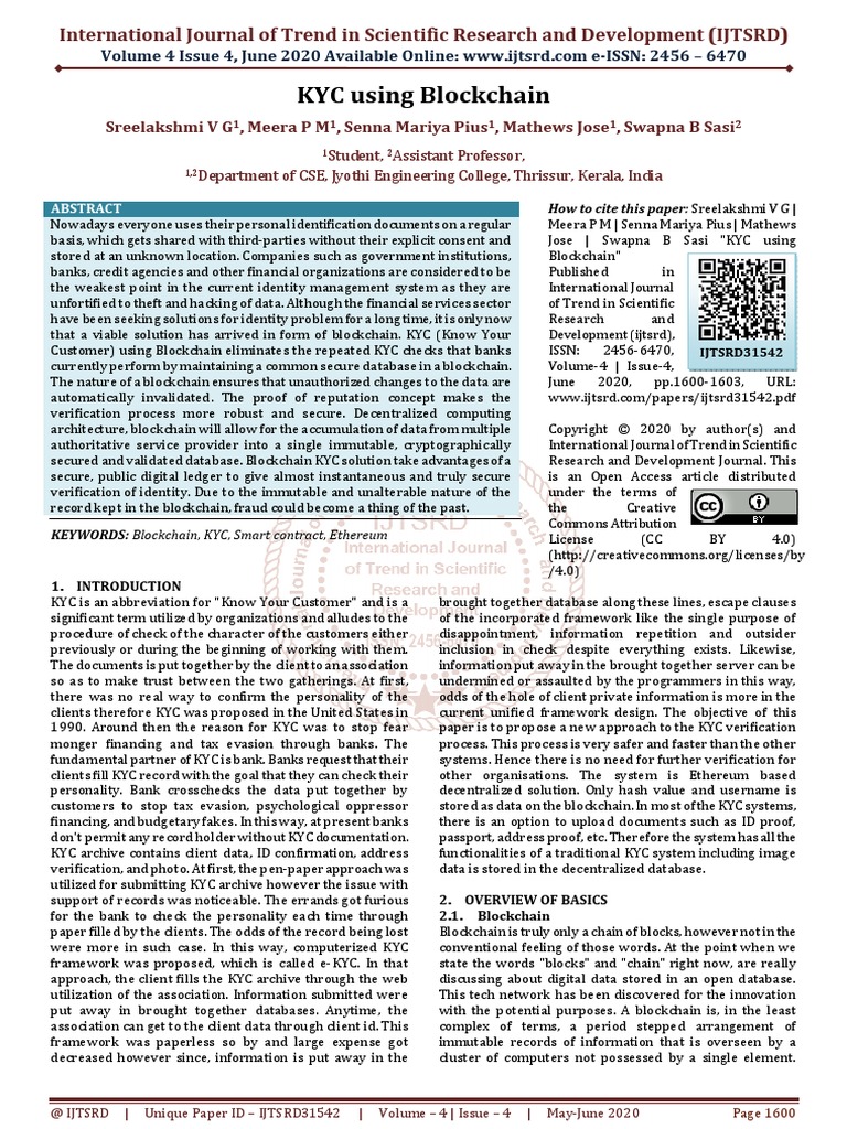 KYC Using Blockchain | PDF | Databases | Computing