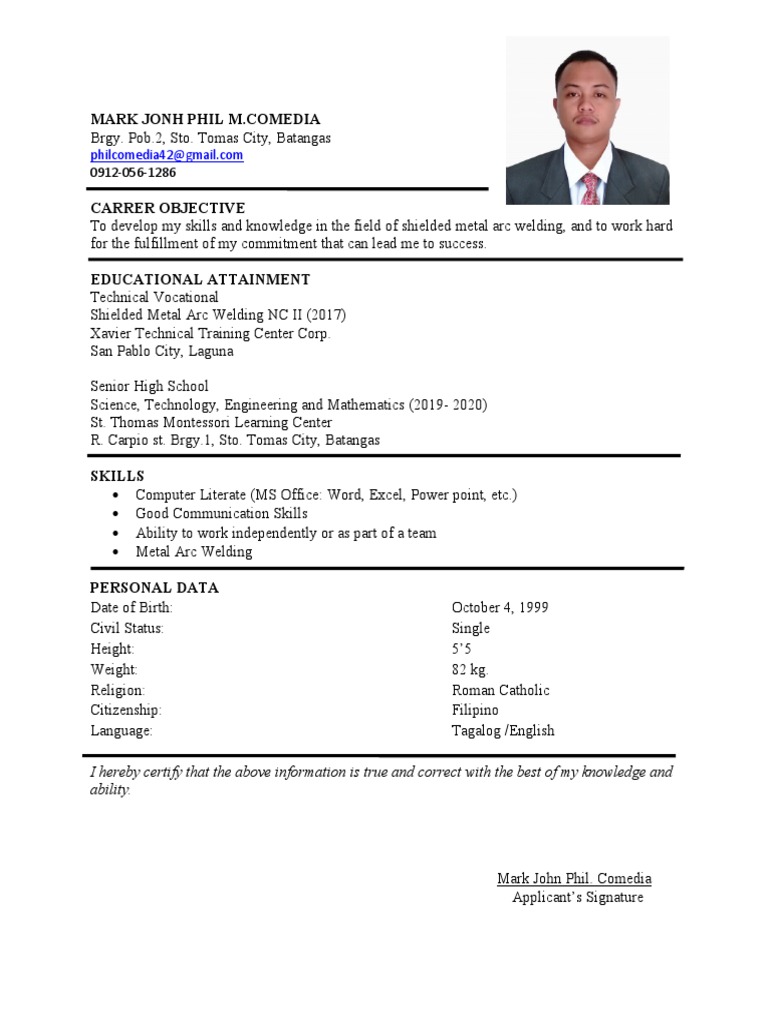 I Hereby Certify That The Above Information Is True and Correct With The Best of My Knowledge ...