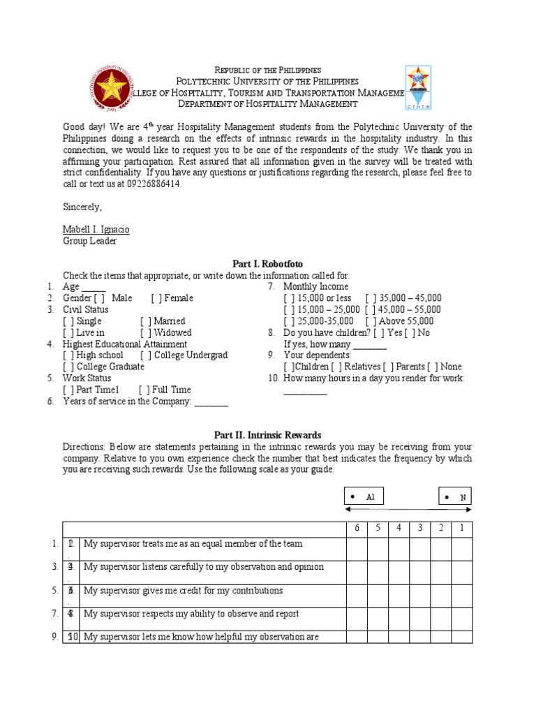 Sample Questionnaire Pdf Survey Methodology Behavior Modification