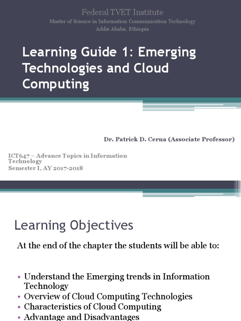 Federal TVET Institute Master of Science in ICT Guide 1: Emerging Tech ...