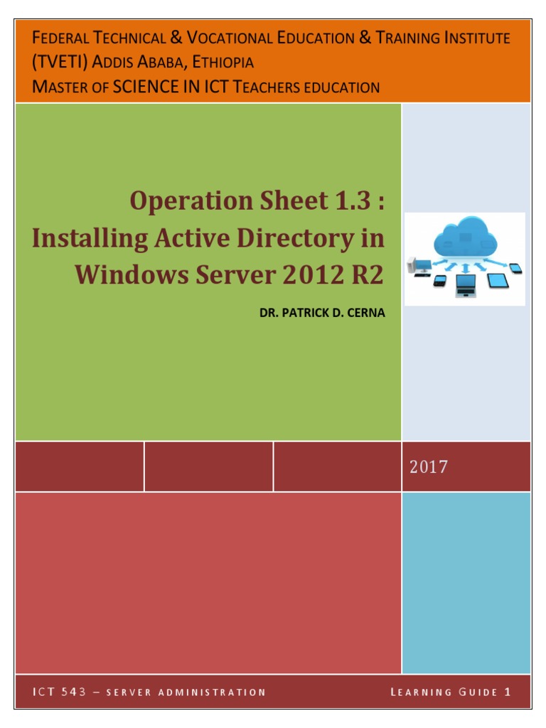 Operation Sheet 1.3: Installing Active Directory in Windows Server 2012 R2 | PDF | Active ...