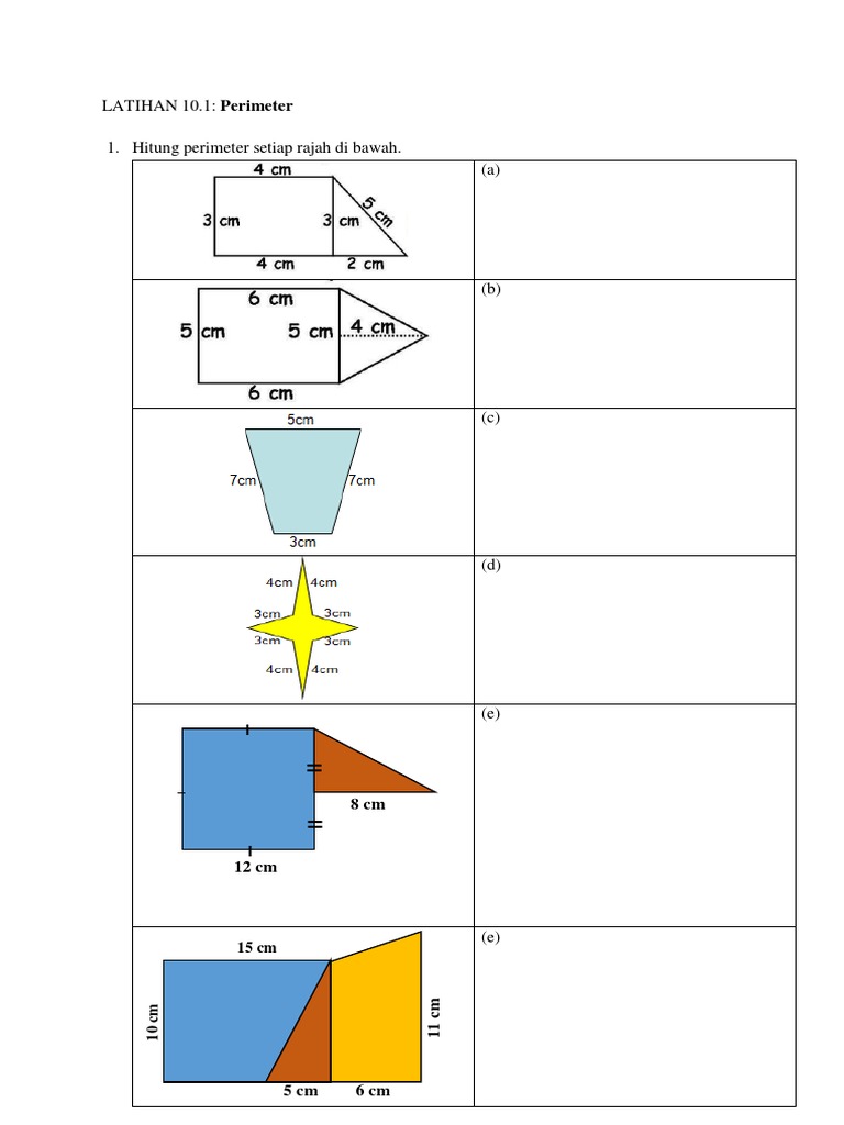 Latihan Bab 10-Perimeter Dan Luas | PDF
