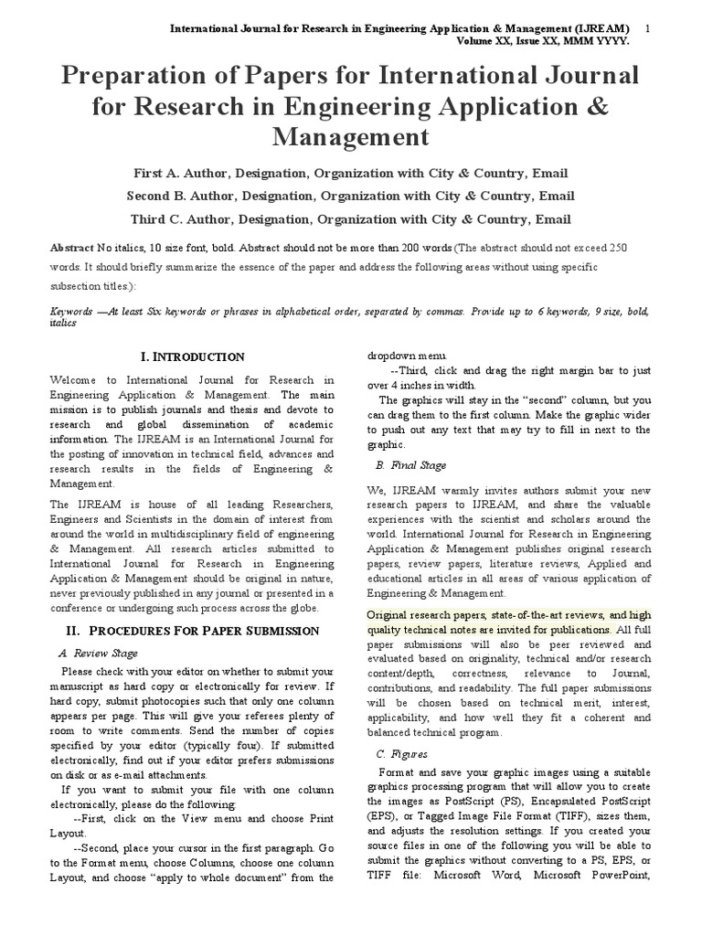IJREAM PAPER Template | PDF | Note (Typography) | Academic Publishing