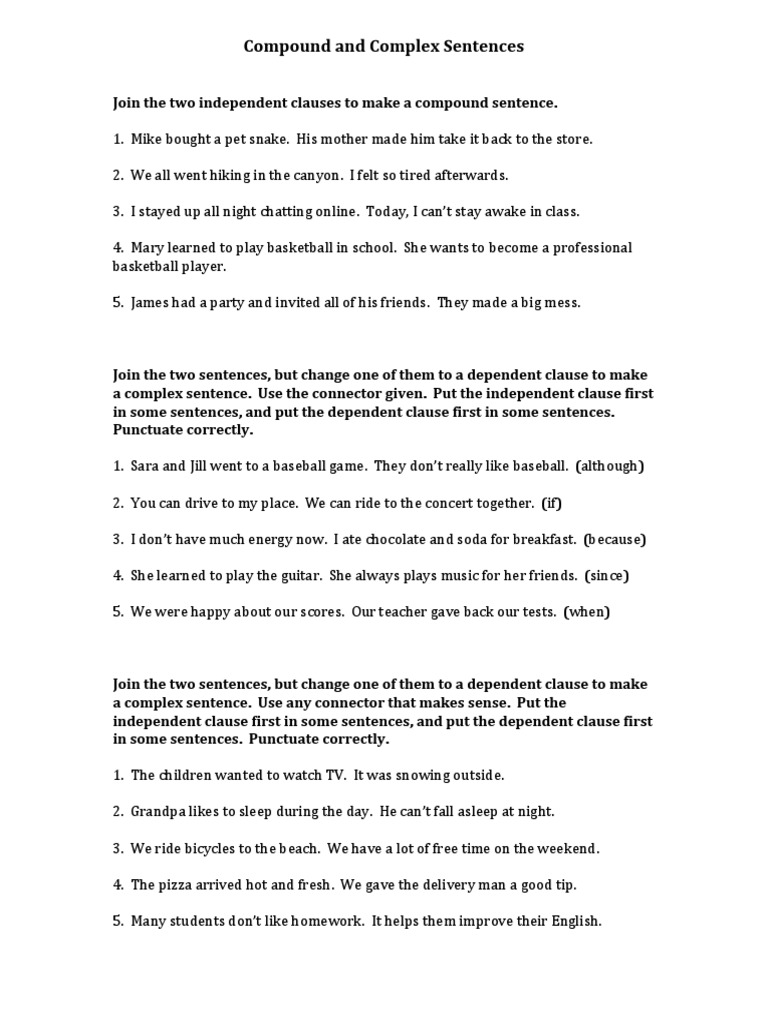 Compound and Complex Sentences | PDF