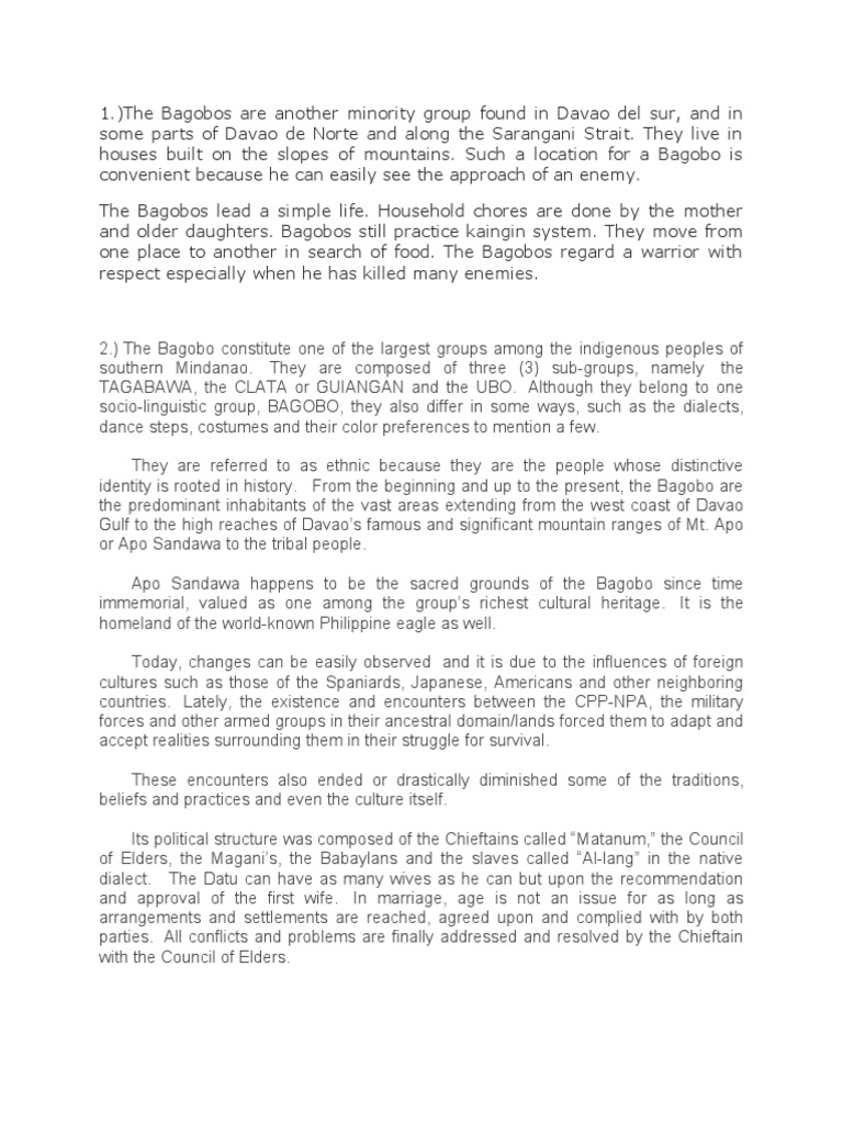 The Bagobos | PDF | Ethnic Groups | Ethnicity