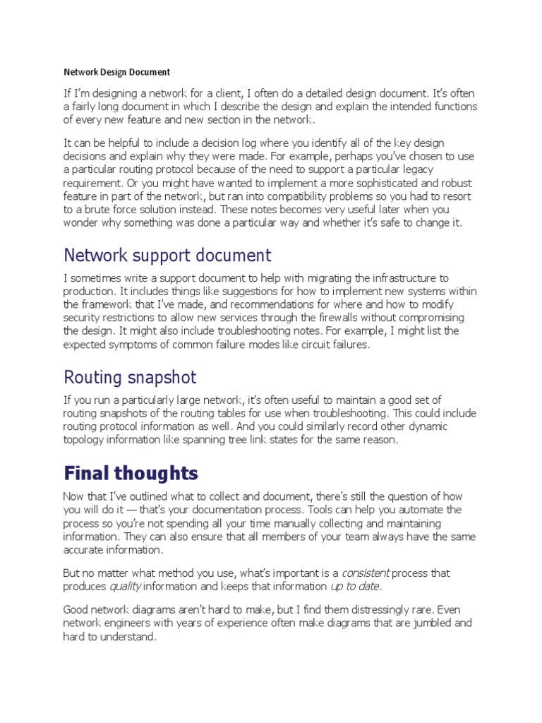 Network Design Document | PDF | Network Switch | Computer Network