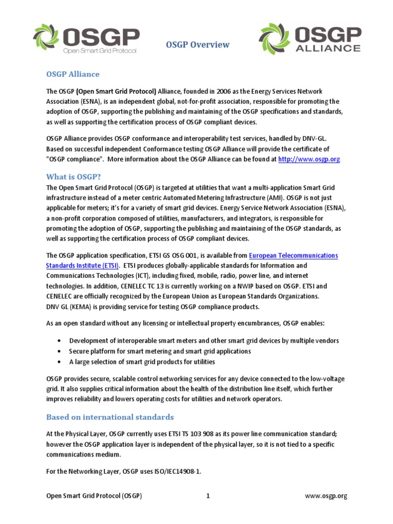 OSGP Overview | PDF | Smart Grid | Networks