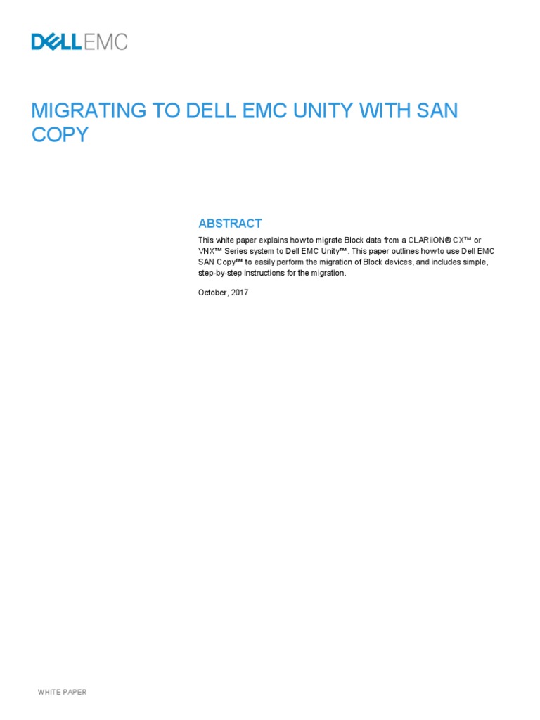 Docu71320 - Migrating To Dell EMC Unity With SAN | PDF | V Mware ...
