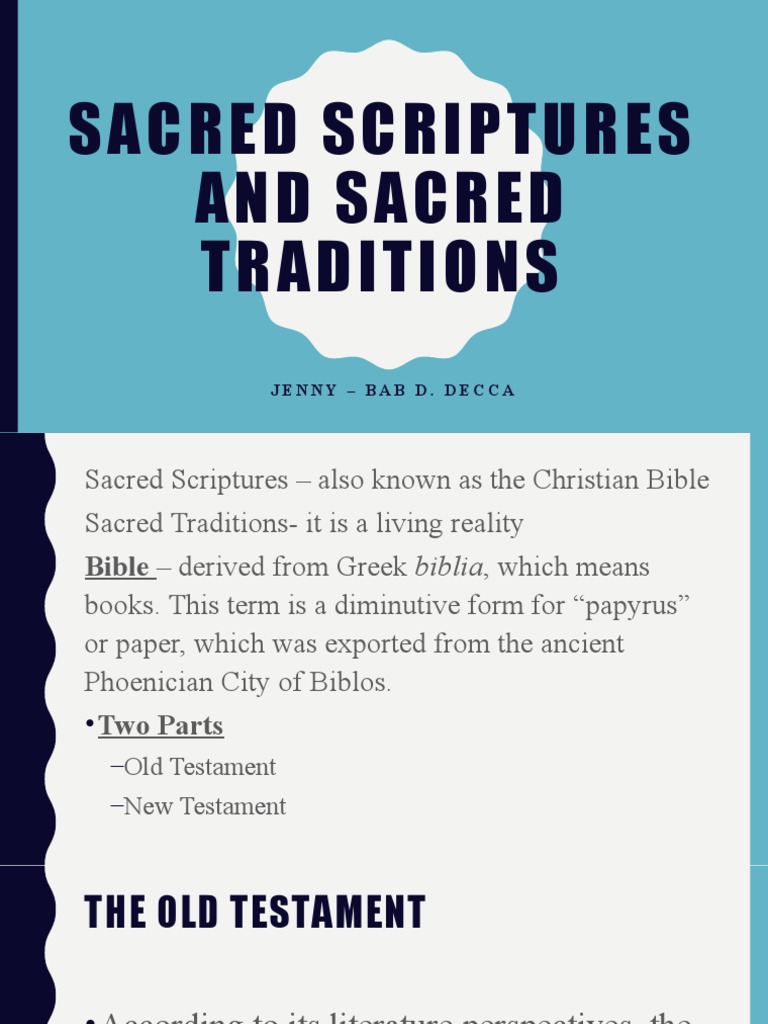 Sacred Scriptures and Sacred Traditions - Jenny-Bab D. Decca | Download ...