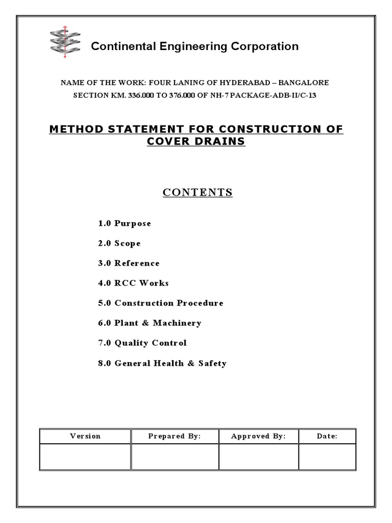 Construction of Cover Drains | PDF | Concrete | Building Materials