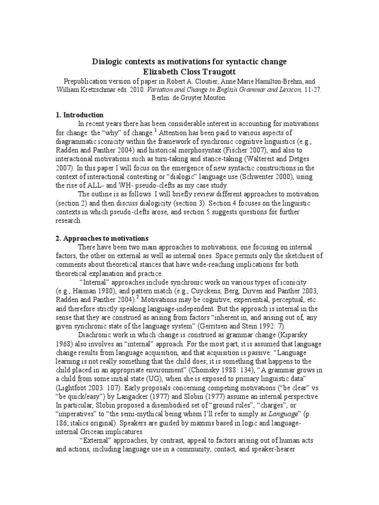Dialogic Contexts As Motivations For Syn PDF | PDF | Linguistics ...