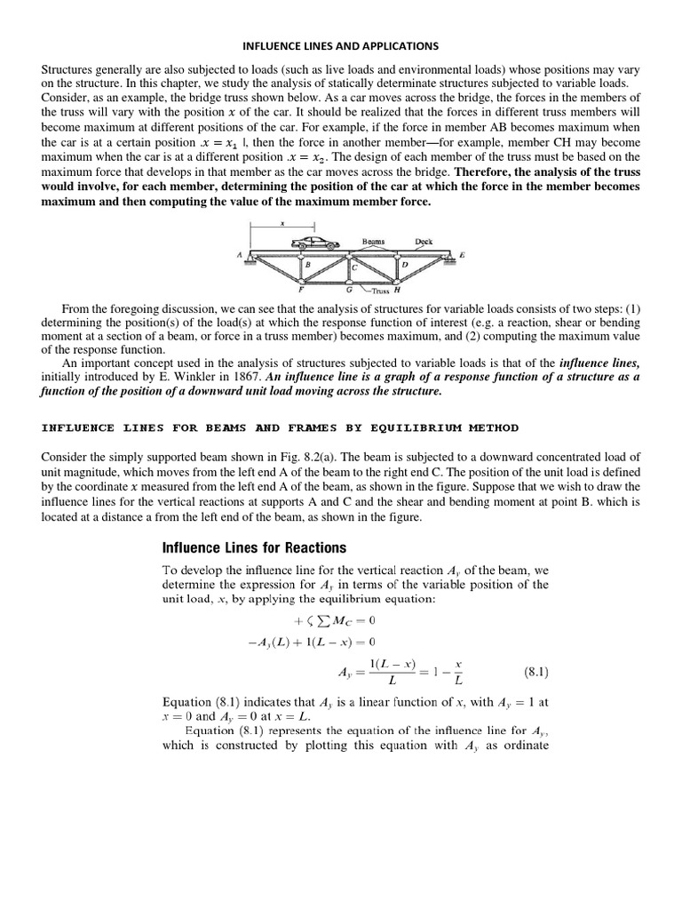 Influence Lines for Trusses and Beams | PDF | Truss | Beam (Structure)