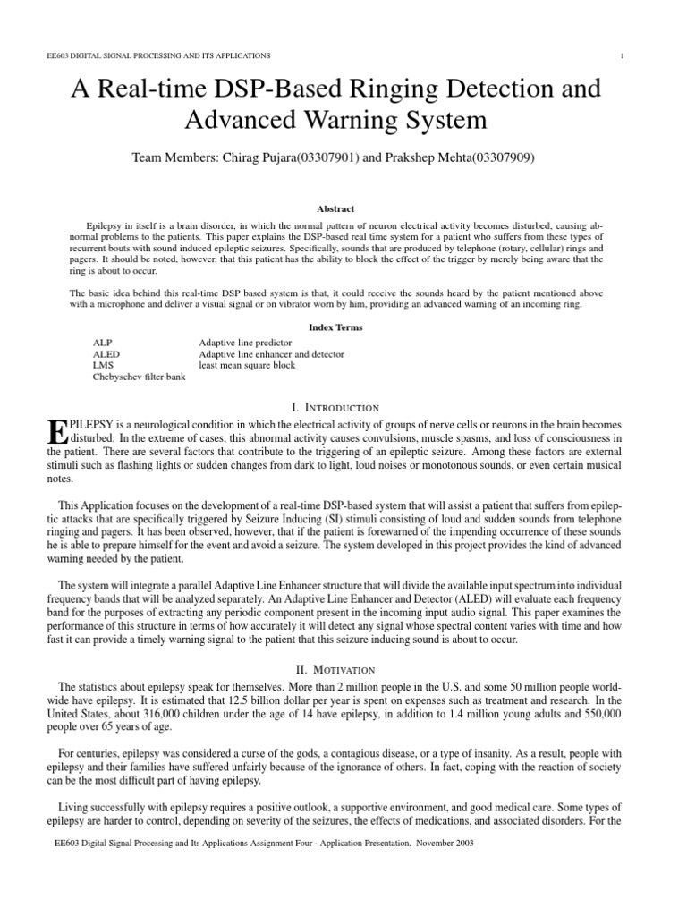 A Real-Time DSP-Based Ringing Detection and Advanced Warning System ...