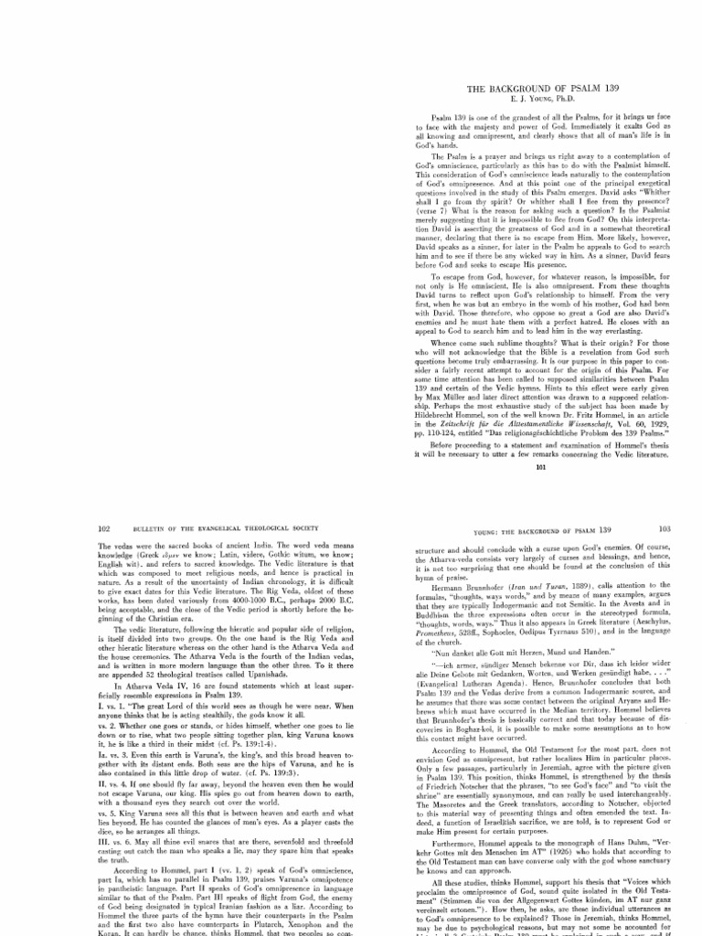 The Background of Psalm 139 | PDF | Vedas | Revelation