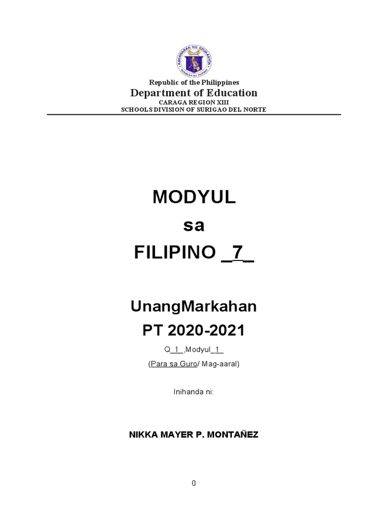 A FILIPINO 7 MODULE 1 (Nikka) | PDF