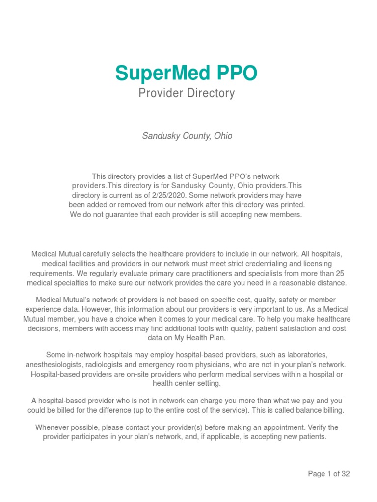 Supermed Ppo: Provider Directory | PDF | Specialty (Medicine) | Health Care