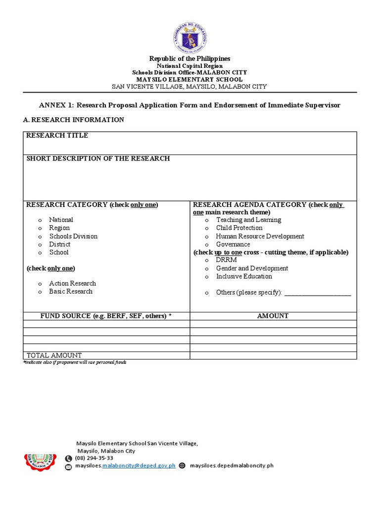 Annex 1 Research Application Form | PDF | Learning