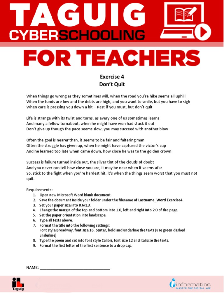 MS WORD Exercise 4 | PDF