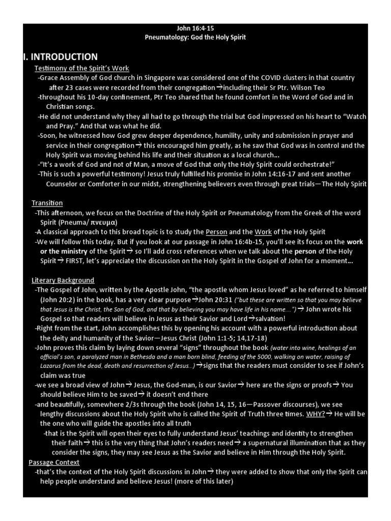 20-05-10 John 16 Pneumatology God The Holy Spirit | PDF | Trinity ...