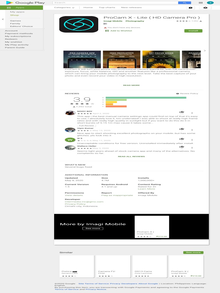 ProCam X - Lite (HD Camera Pro) - Apps On Google Play | PDF | Mobile ...