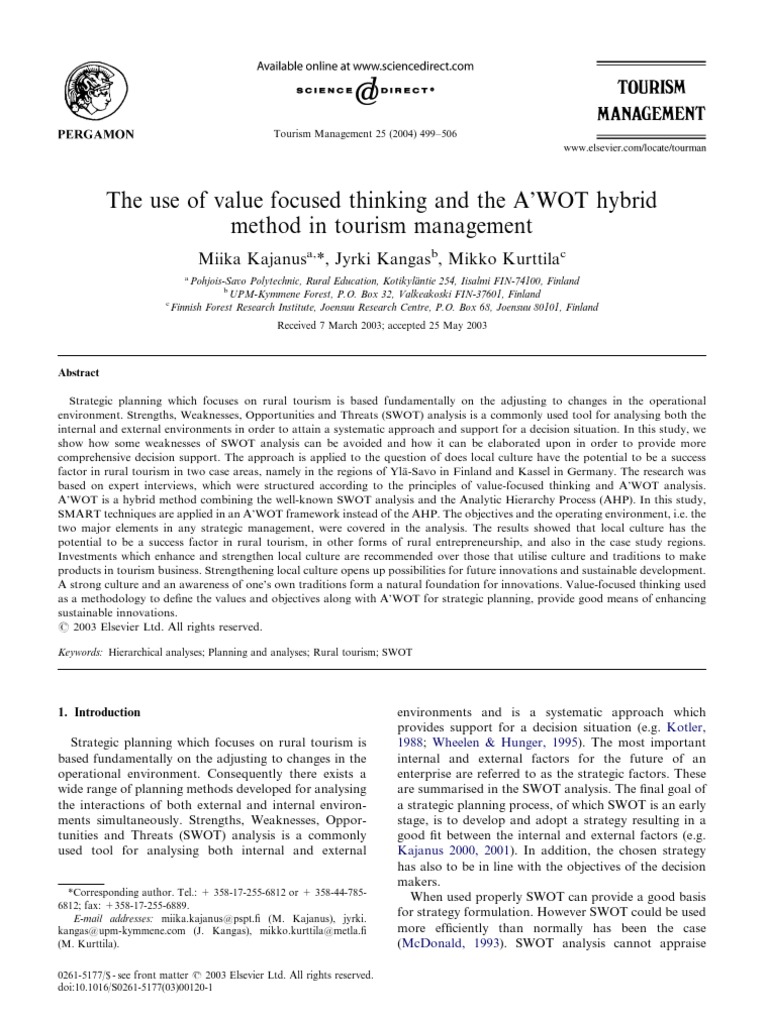 The Use of Value Focused Thinking and TH PDF | PDF | Swot Analysis | Decision Making
