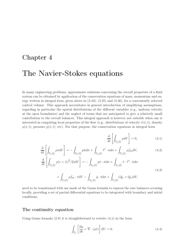 The Navier-Stokes Equations | PDF | Fluid Dynamics | Entropy