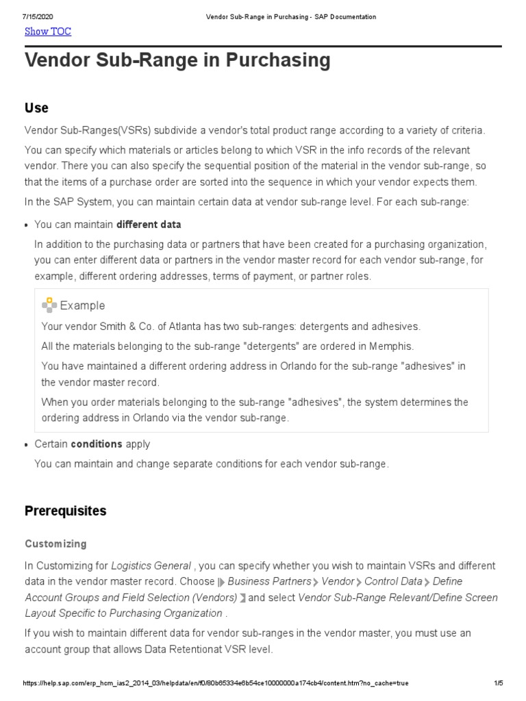 Vendor Sub-Range in Purchasing - SAP Documentation | PDF | Adhesive ...