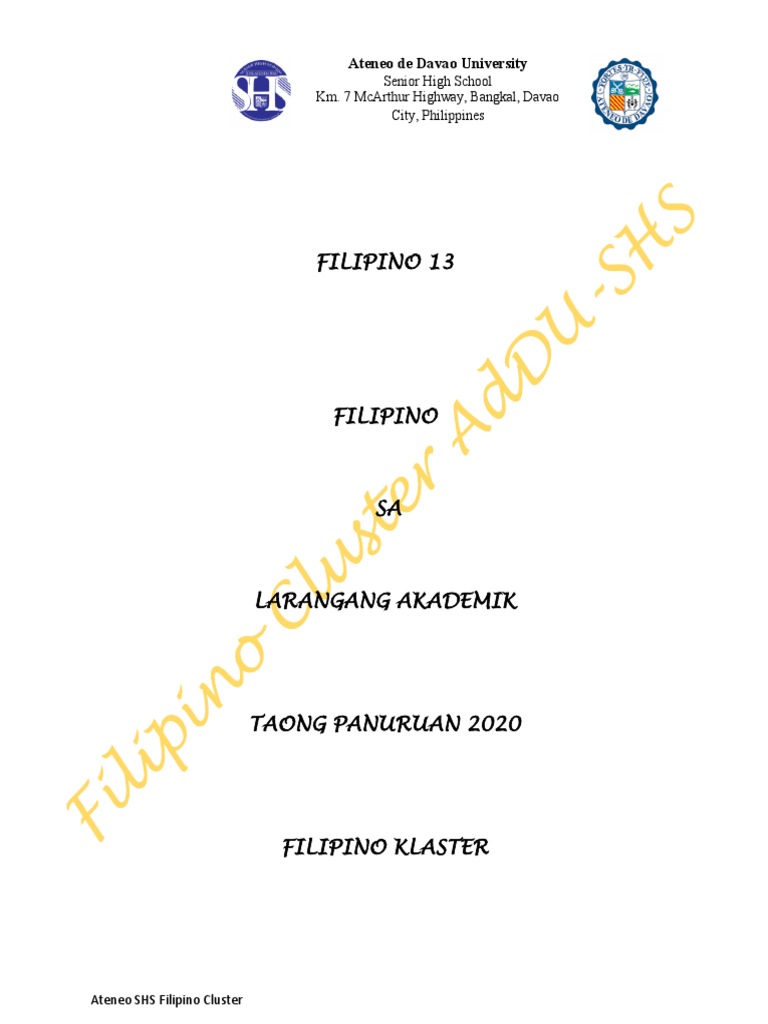 Filipino 13 Nilalamang Pampagkatuto Unang Hati PDF | PDF