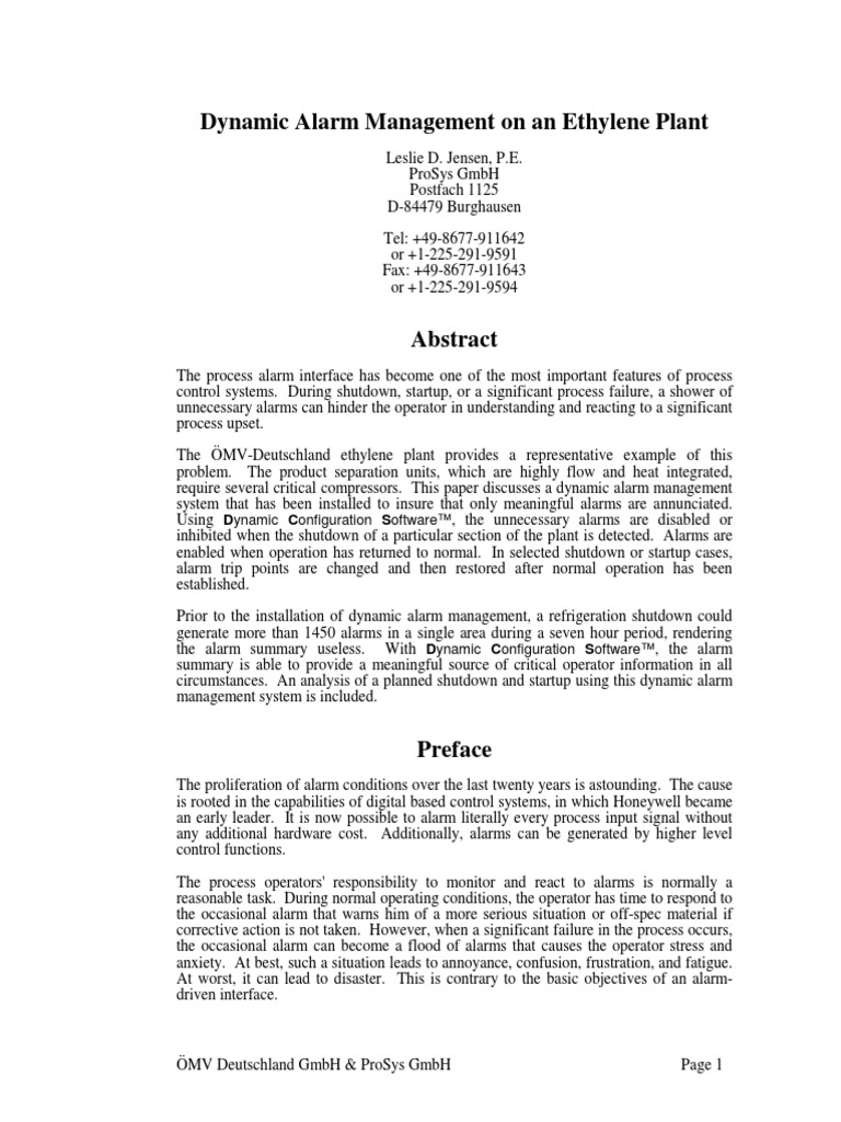 Dynamic Alarm Management On An Ethylene Plant | PDF | Computing And ...
