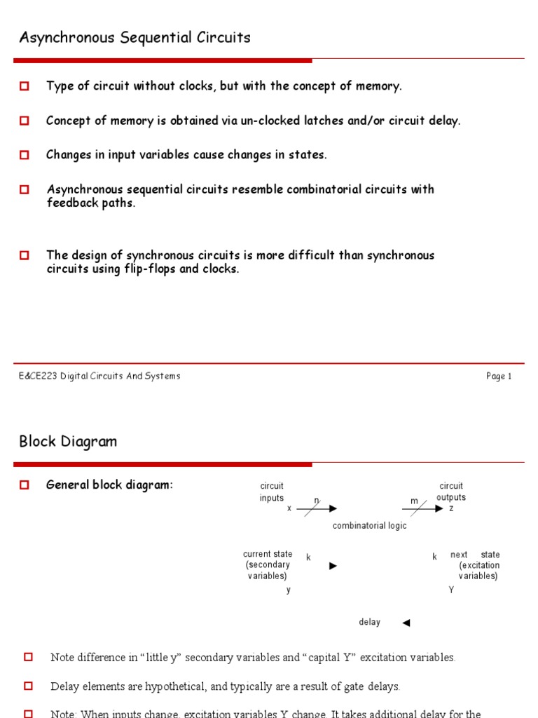 Asynchronous Sequential Circuits: E&CE223 Digital Circuits and Systems | PDF | Digital ...