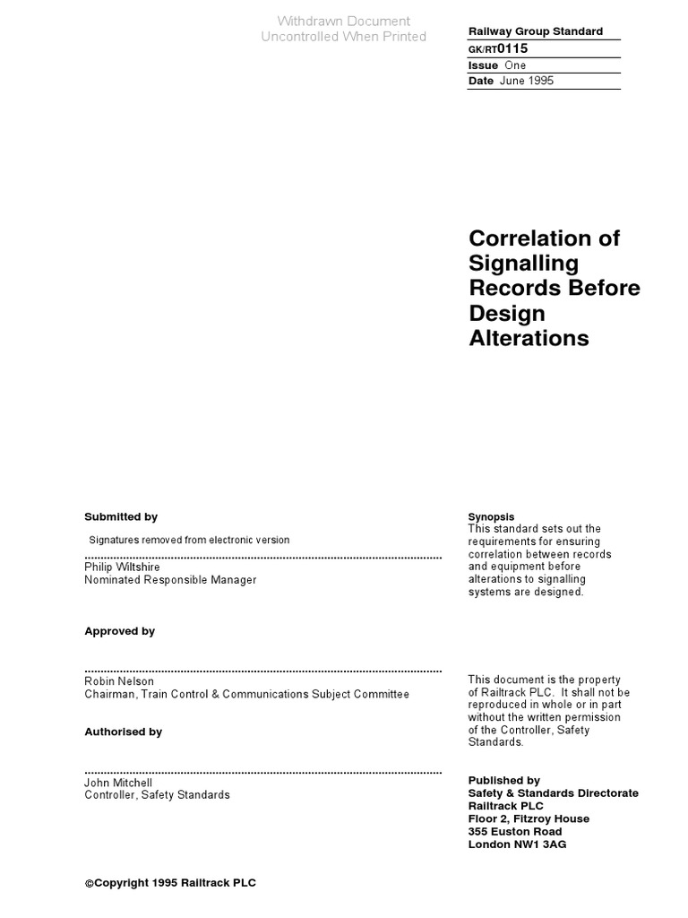 Correlation of Signalling Records Before Design Alterations: Signatures ...