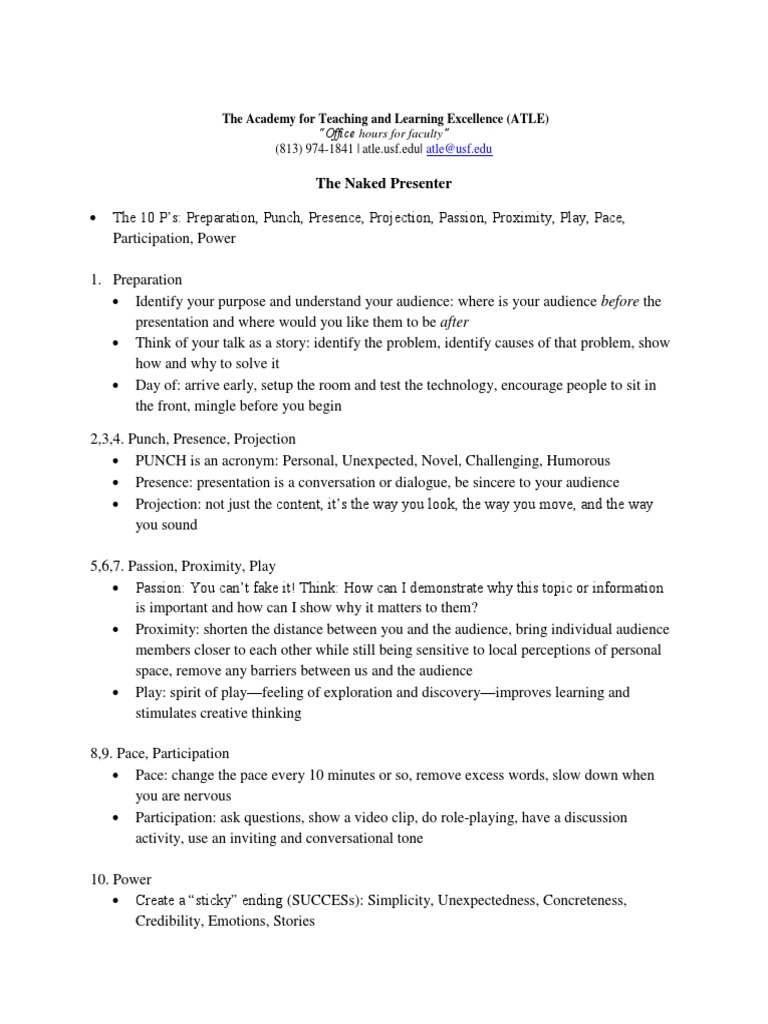 The Naked Presenter: The Academy For Teaching and Learning Excellence (ATLE) | PDF | Behavior ...