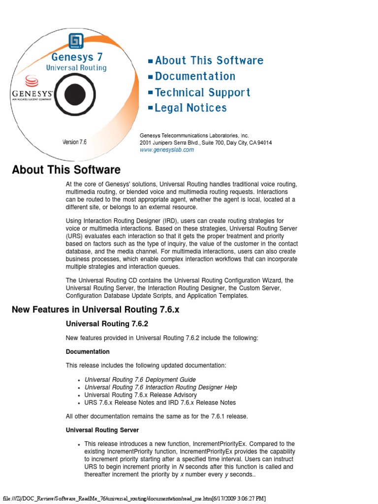 About This Software: New Features in Universal Routing 7.6.x | PDF ...