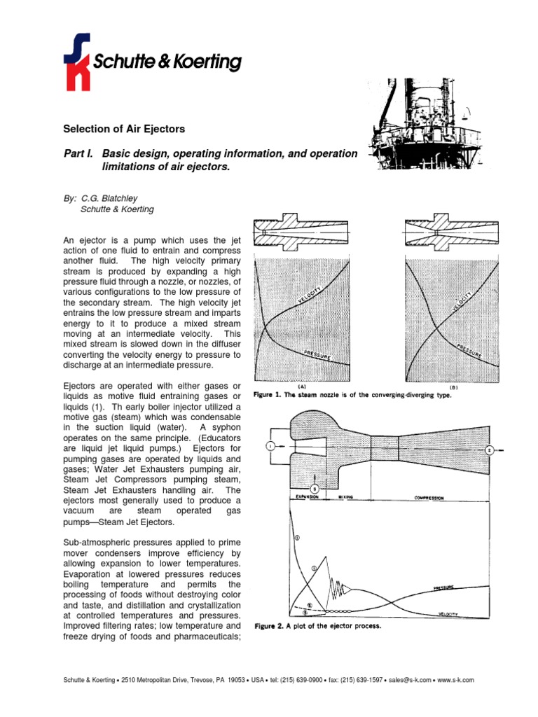 Selection of Air Ejectors: Part I. Basic Design, Operating Information ...