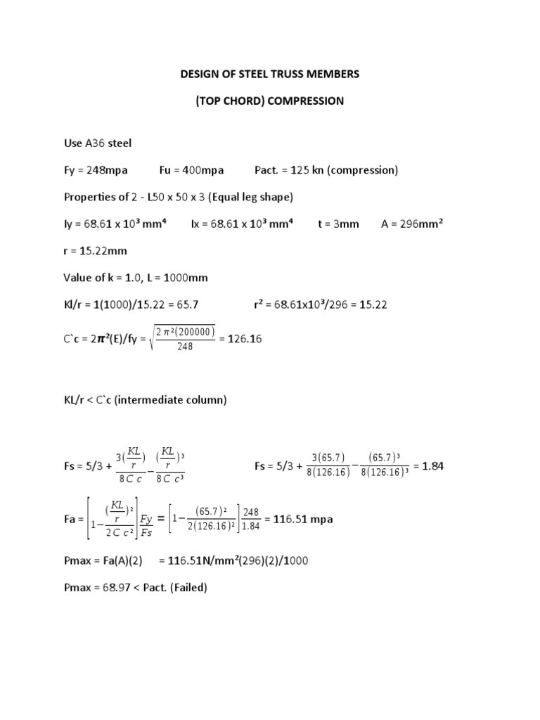 Steel Truss Member Design Analysis | PDF | Truss | Economic Sectors