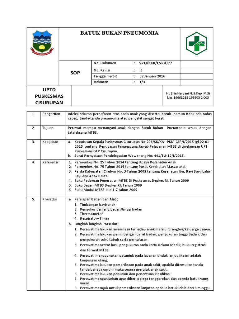 2.SOP Batuk Bukan Pneumonia | PDF